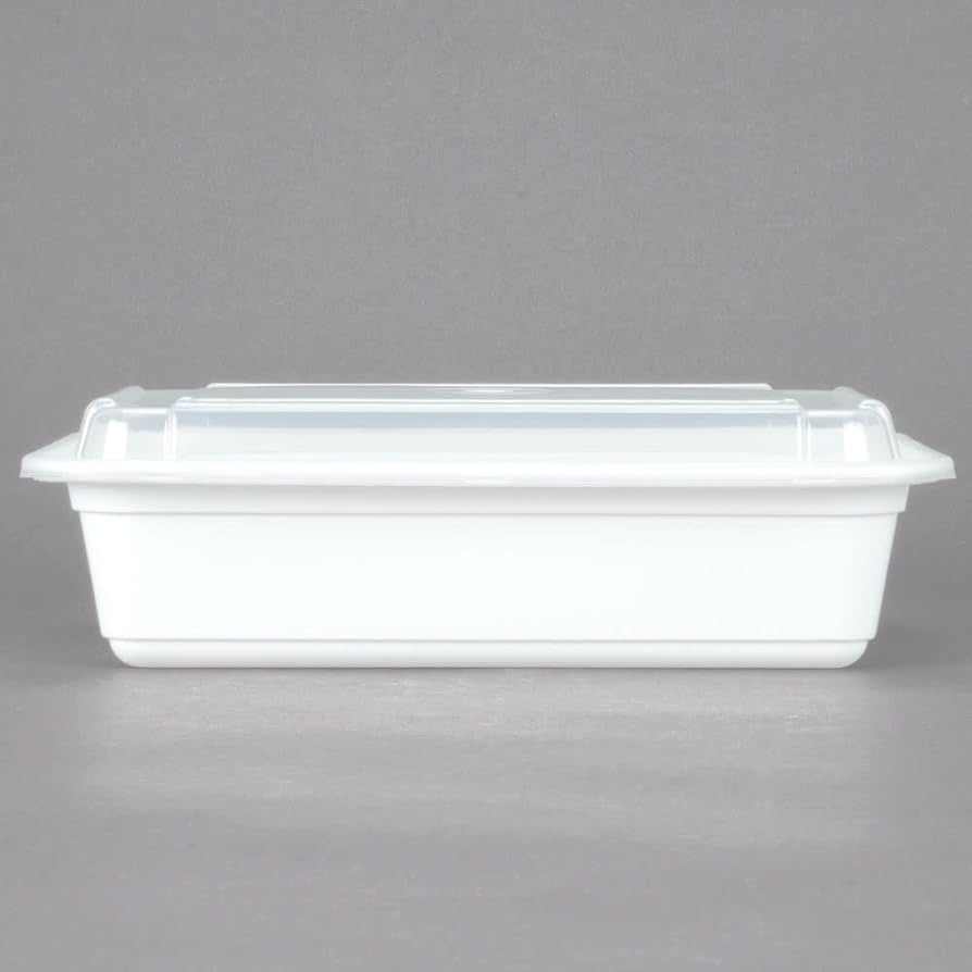 48OZ Large Rectangular Food Container White Base Clear Lids 100EA ...