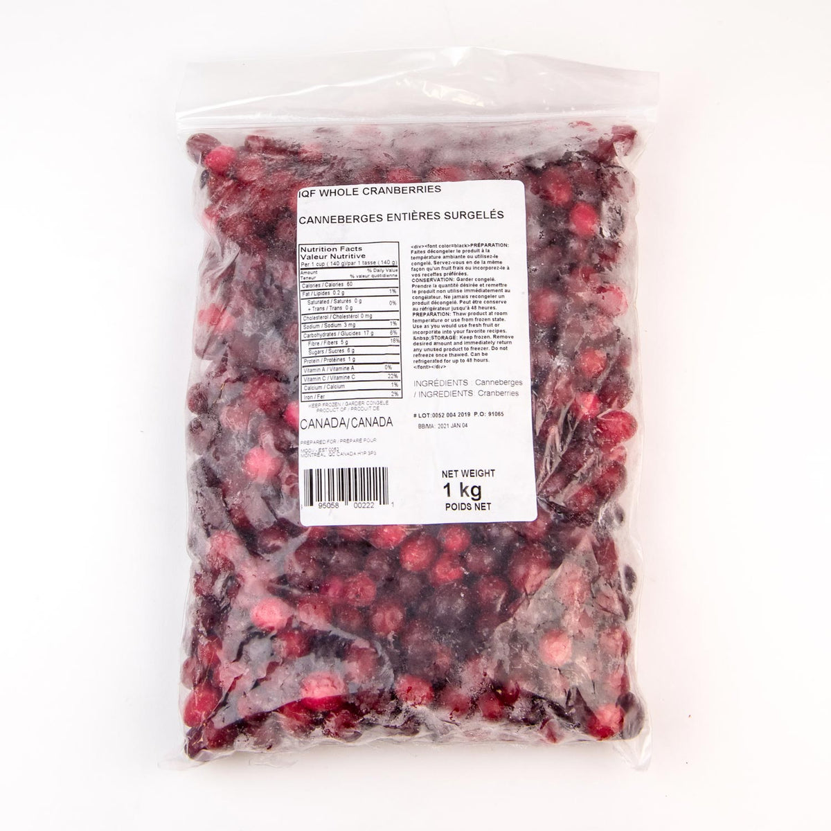 Frozen Cranberries IQF 1kg — Eccolo Foods