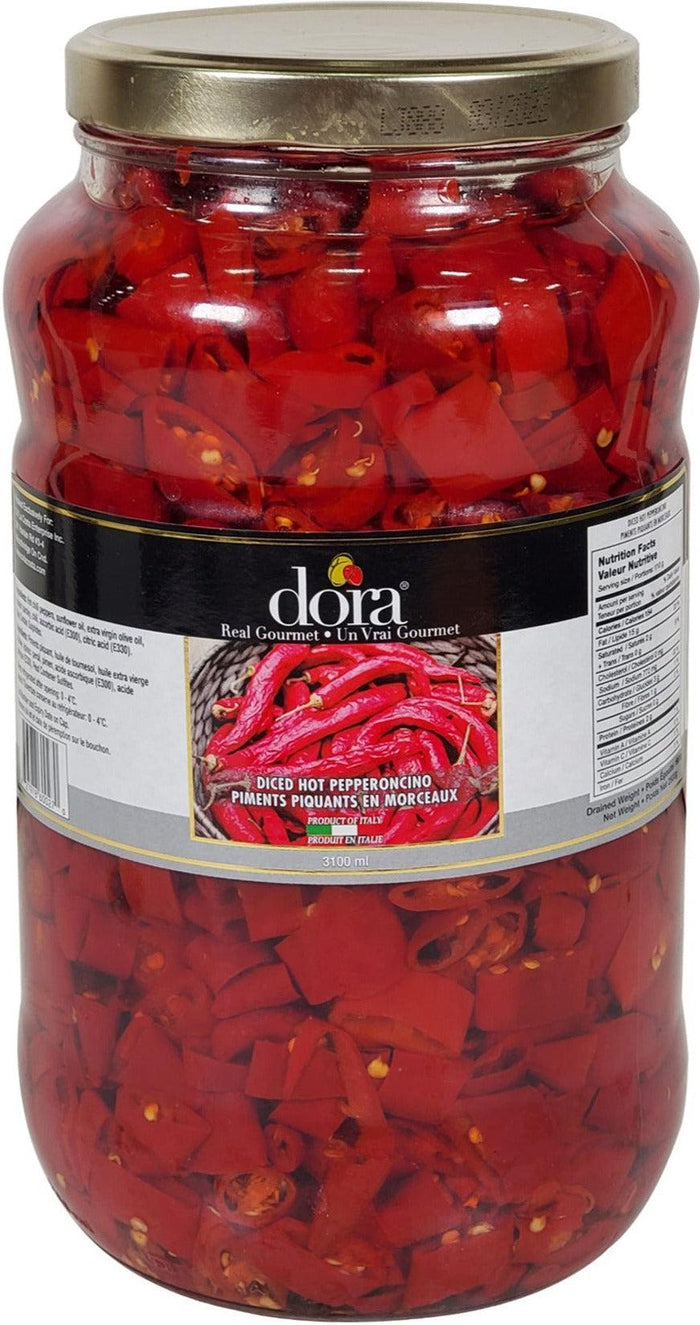 Pepperoncini Red Hot Diced DORA 4LT — Eccolo Foods